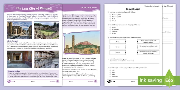 Pompeii Reading Passages | twinkl.com.au