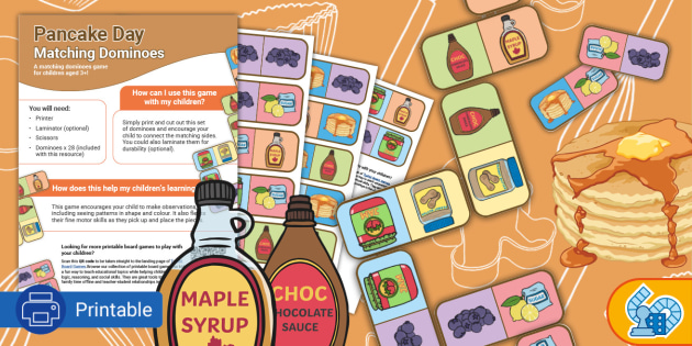 Matching Dominoes Game for EYFS Pancake Day Activities