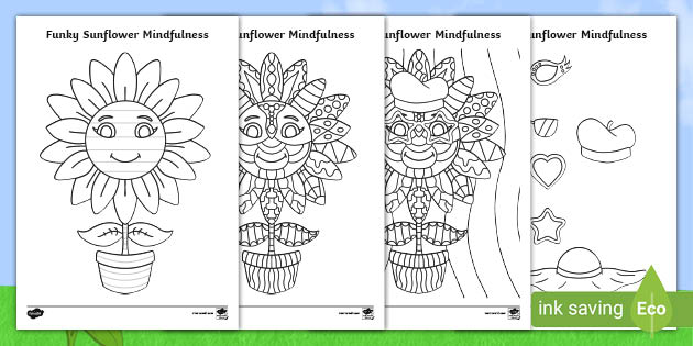 Funky Sunflower Mindfulness Colouring Pages