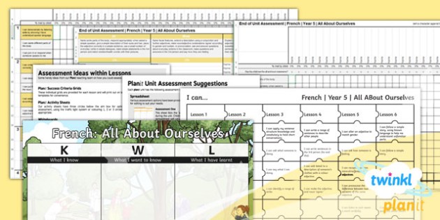 French: All About Ourselves Year 5 Unit Assessment Pack