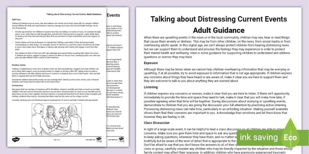FREE! - Talking about Distressing Current Events Adult Guidance