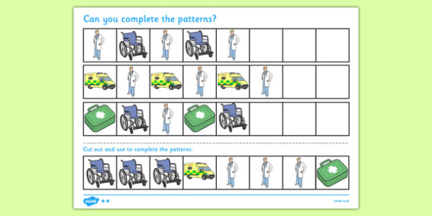Doctor's Surgery Complete the Pattern Worksheet