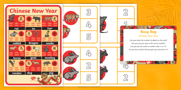 Chinese New Year Number Recognition Busy Bag Prompt Card and Resource Pack