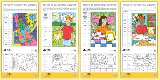 FREE! - KS2 BBC Children in Need Colour by Calculation Maths Differentiated