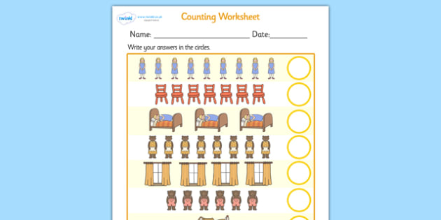 Goldilocks and the Three Bears Counting Sheet - goldilocks and