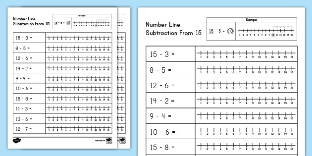 Number Line Subtraction From 15 Activity (teacher made)