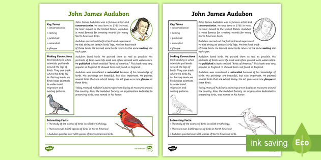 Third Grade John James Audubon Fact File (teacher made)