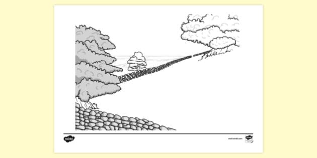 Valley with Stone Walls Colouring Sheet | Colouring Sheets