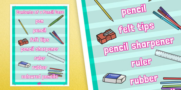 👉 Contents of a Pencil Case Poster