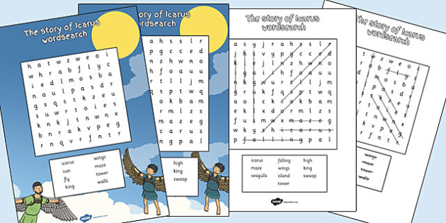 Icarus Word Search - icarus, wordsearch, word, search, greek