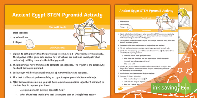 Ancient Egypt STEM Pyramid Activity (Ages 7 - 11)