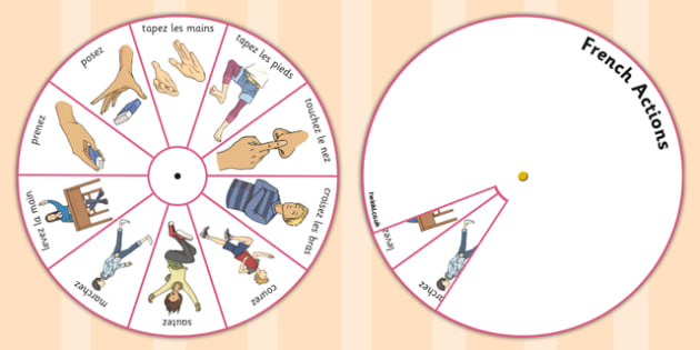 French Action Words Spinner - french, action, words, spinner