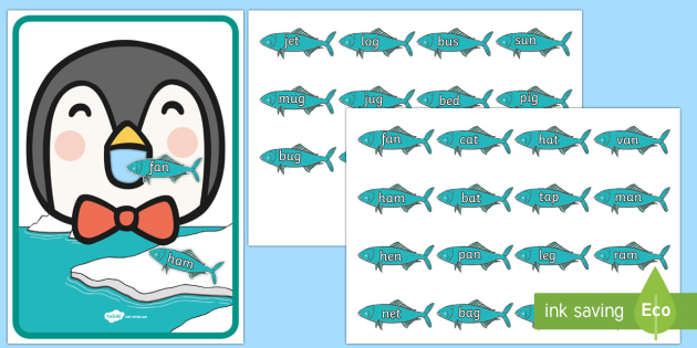 Feed The Penguin CVC Word Activity - (teacher made)