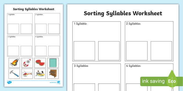 Sorting Syllables Worksheet | F-2 Syllable Worksheets
