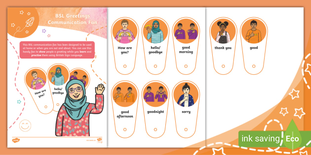 BSL: Greetings Communication Fan (teacher made)