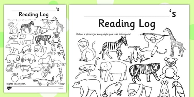 Wild Animal Themed Colour In Reading Log - monitor, diary