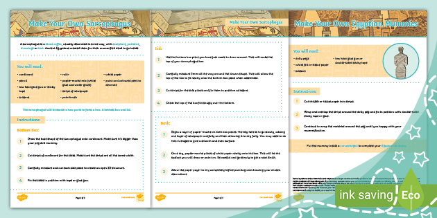 * NEW * Make Your Own Egyptian Mummy and Sarcophagus (Ages 7 - 11)