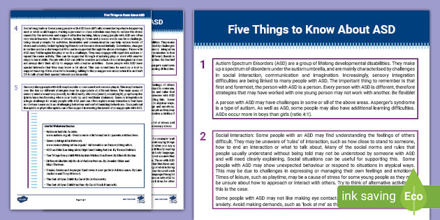 Five Things to Know About ASD Information Sheets