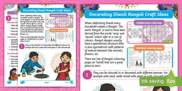 Decorating Diwali Rangolis (teacher made)