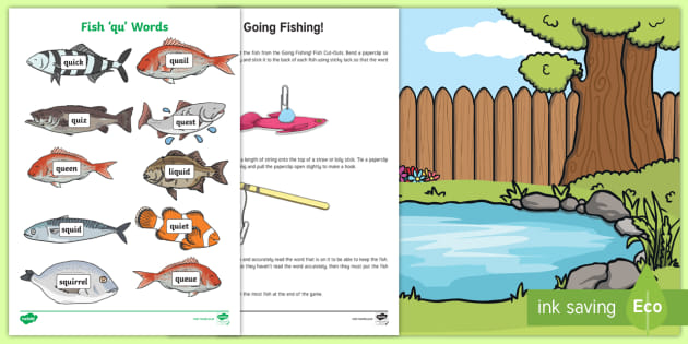 'qu' Sound Going Fishing Game (teacher made)