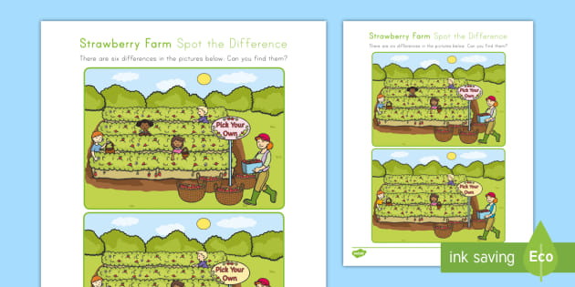 Strawberry Farm Spot the Difference Activity (teacher made)