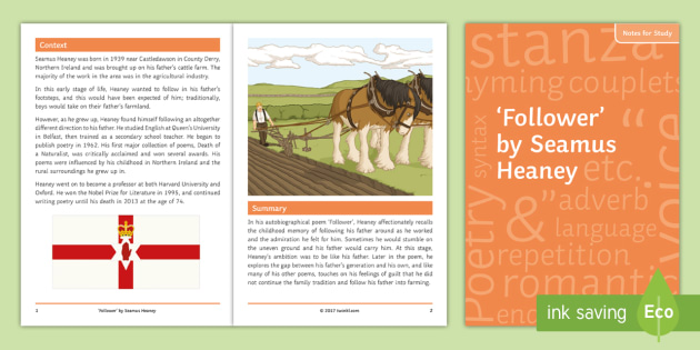 AQA Poetry: Follower - Revision Notes (teacher made)