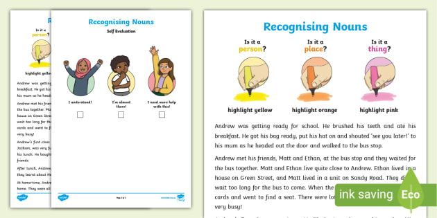 Recognising Nouns Activity Sheet Ι Grammar Resources