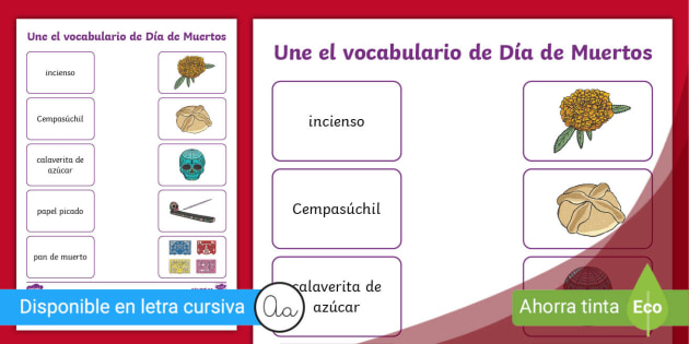 Hoja de actividad: Vocabulario de día de muertos