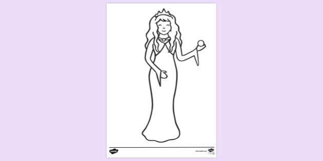 FREE! - Princess With A Ball Colouring Sheet | Colouring Sheets