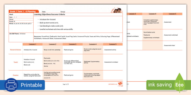 Phonics Planning Sheets | twinkl.ca
