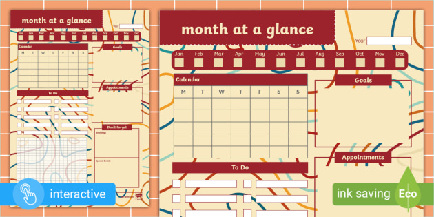 Month at a Glance Templates | twinkl.com.au