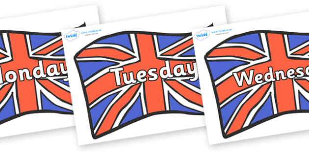 FREE! - Days of the Week on British Flags (teacher made)