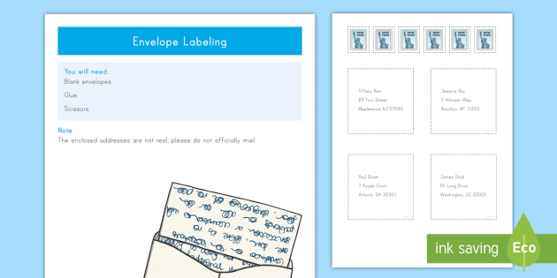 Envelope Labeling Activity (teacher made)
