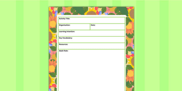 Plants and Growth Themed Adult Led Carpet Based Activity Plan
