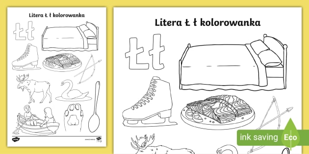 Litera Ł | Kolorowanka z literą Ł | Spółgłoska Ł