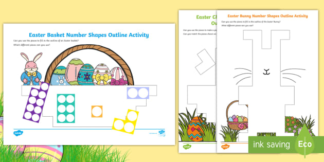 Easter-Themed Number Shape Outlines Activities Resource Pack