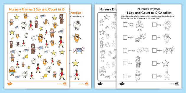 Nursery Rhymes I Spy and Count to 10 Activity (teacher made)
