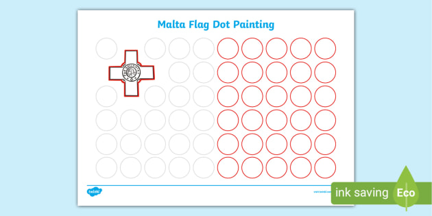Malta Flag Dot Painting Worksheet