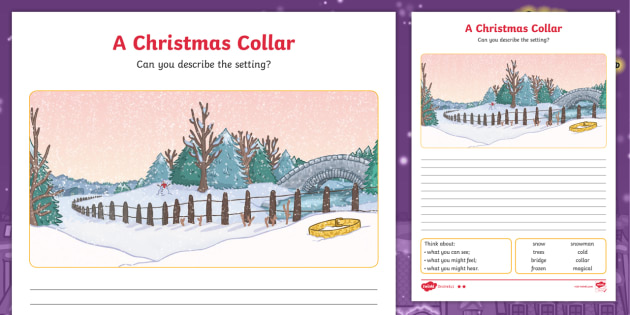 A Christmas Collar Setting Description Worksheets