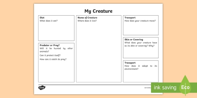 Create Your Own Creature For A Habitat Worksheet
