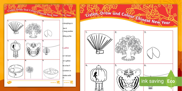 Listen, Draw and Colour Chinese New Year Activity