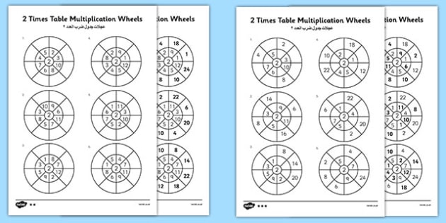2 Times Table Wheels Worksheet / Worksheets Arabic Translation