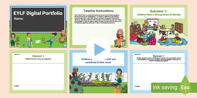 EYLF Individual Portfolio | 3 Column Template Powerpoint | Twinkl