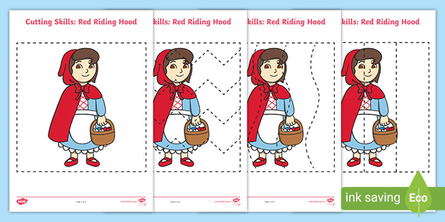 Red Riding Hood Themed Cutting Skills Worksheet