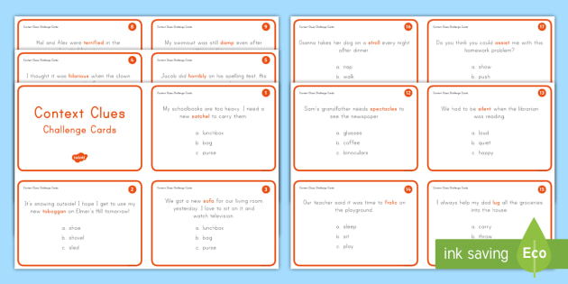 Context Clues Task Cards (teacher made)