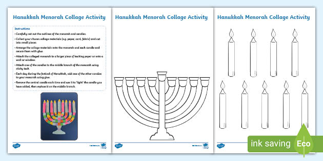 KS1 Hanukkah Menorah Collage Activity
