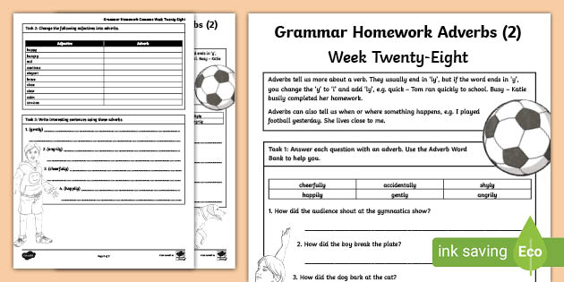 Grammar Homework Week Twenty-Eight (teacher made)