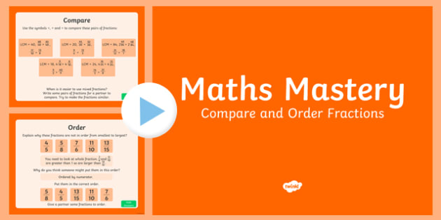 Fractions Compare and Order Maths Mastery PowerPoint