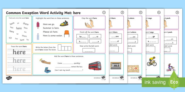 Year 1 Common Exception Word Activity Mat Pack 7