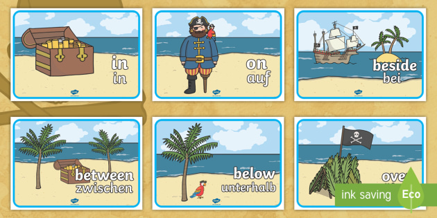 Pirate Positional Language Display Posters English/German